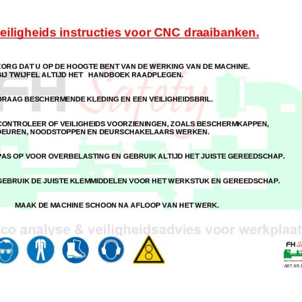 Veiligheid instructie bord A6 CNC Draaibank - FH Service, Machines ...